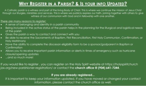 New Parishioner Registration ⋆ Holy Spirit Catholic Church ...